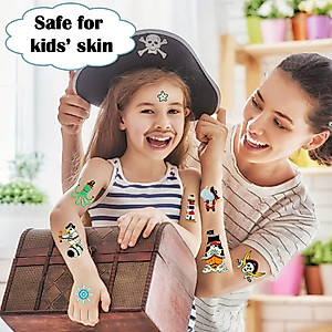 Cerlaza 100 Styles Luminous Pirate Party Supplies, Pirate Temporary Tattoos for Kids Birthday Party Favors Decorations, Fake Pirate Tattoos Stickers Accessories for Boys and Girls Toddlers Body Makeup