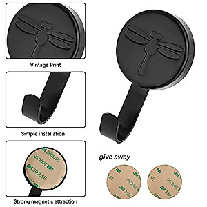 AOAOYING Magnetic Rubber Adhesive Hooks- Reliable Magnetic Hanger Adhesive Hooks Heavy Duty Stick on Wall Hooks for Indoor/Outdoor Hanging (Black 2 Pack)