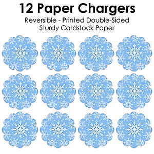 Big Dot of Happiness Blue Snowflakes - Winter Holiday Party Round Table Decorations - Paper Chargers - Place Setting For 12