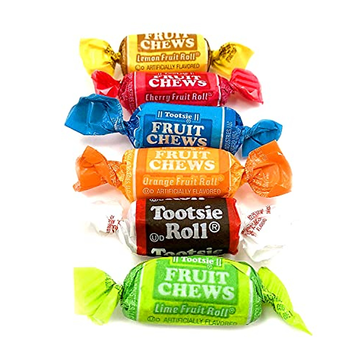 LaetaFood Tootsie Roll Chewy Candy, Assorted Taffies Fruit & Chocolate Flavors (1 Pound Bag)