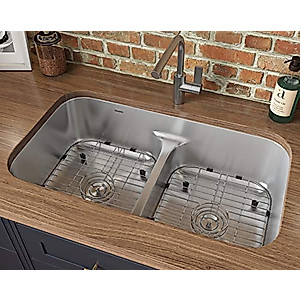Ruvati 32-inch Low-Divide 50/50 Double Bowl Undermount 16 Gauge Stainless Steel Kitchen Sink – RVM4350