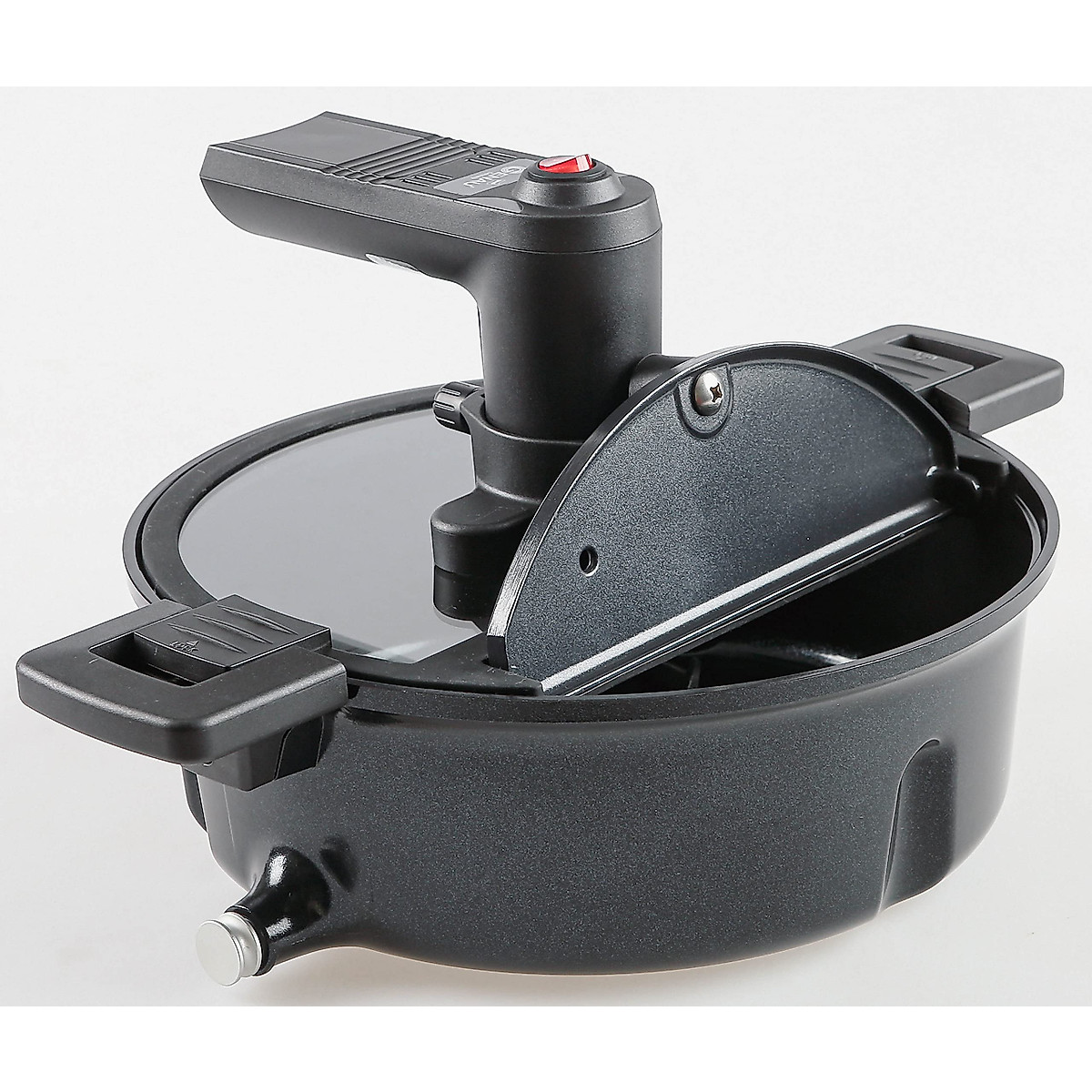 GENAU Automatic Stirrer for Cooking - Hands Free Automatic Pot Stirrer with Pot for Convenient Cooking | Ceramic Coated Self Stirring Pot with Silicone Spatula and Transparent Lid | Battery Powered