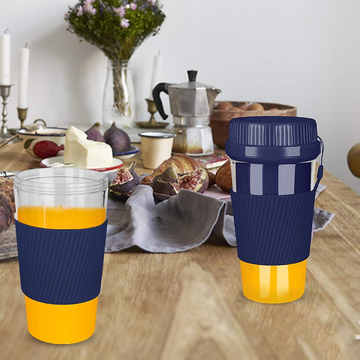 iBazal Portable Blender, Cordless Mini Personal Blender USB Rechargeable Smoothie Juicer Cup, 250mL Waterproof Fruit Mixing Machine Baby Travel Home Office Sports Outdoors, BPA Free -Dark blue