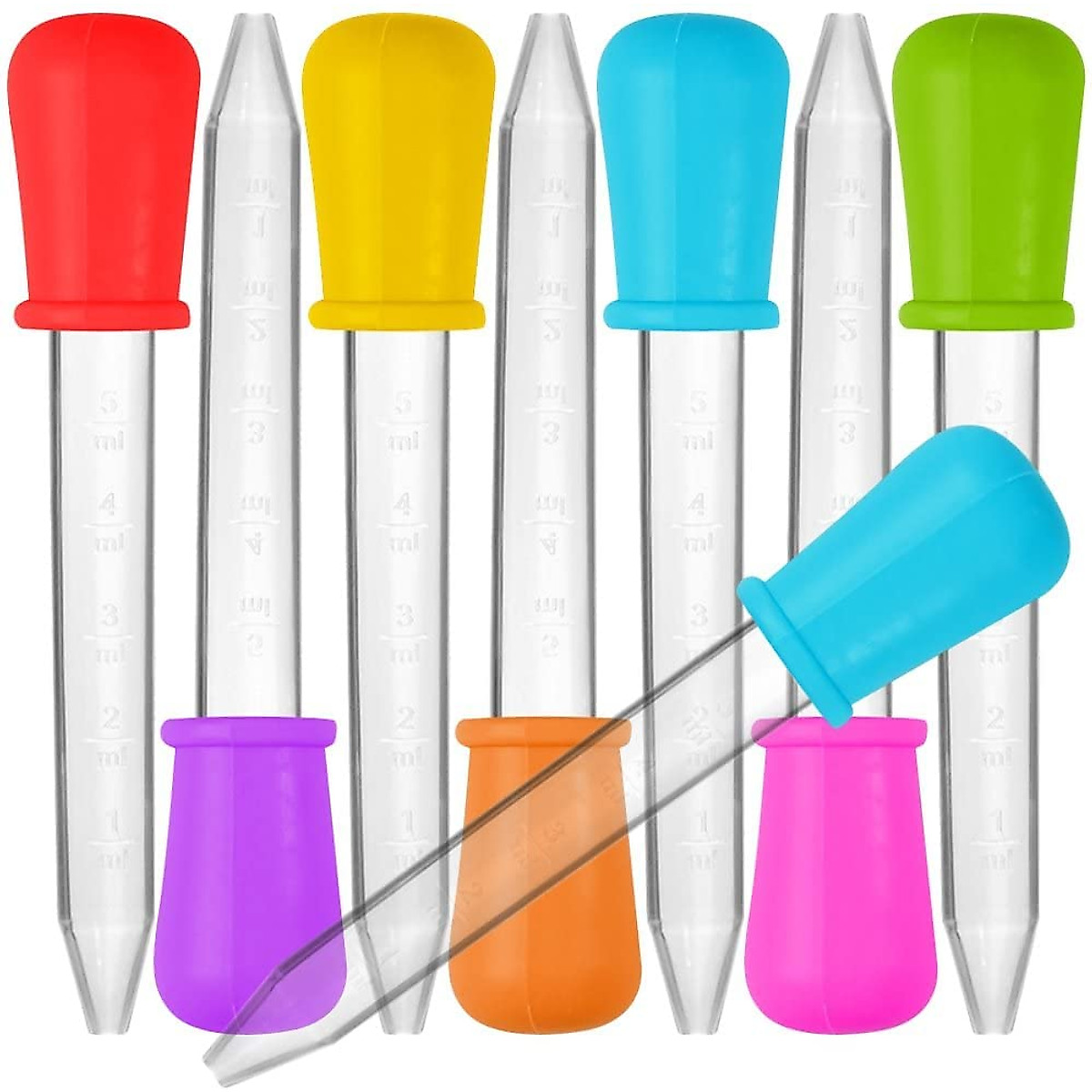 COLIBROX Liquid Dropper - Silicone Droppers for Kids - Pipette Kids - 5 ML Pipettes Plastic Droppers - Candy Dropper - Water Droppers for Kids - Preschool Droppers - Food Grade Pipettes