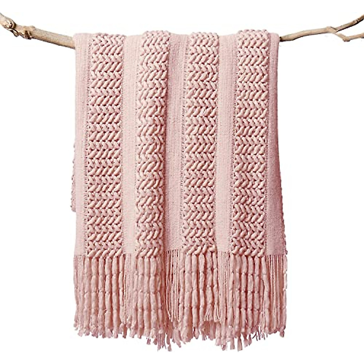 BATTILO HOME Dusty Pink Throw Blanket for Couch, Decorative Accent Soft Blush Throw Blankets for Bed Sofa Chair, 50"x80"