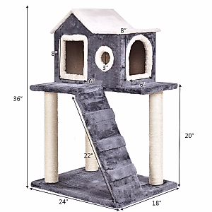 Tangkula Cat Tree, Multi-Level Cat Condo Tower, Lovely Pet Furniture with Scratching Posts and Ladder, Pet Play Toy House, Activity Centre Cat Tree - for Kittens, Cats and Pets