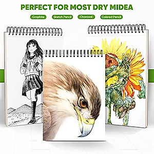 Soucolor 9" x 12" Sketch Book, 1-Pack 100 Sheets Spiral Bound Art Sketchbook, Acid Free (68lb/100gsm) Artist Drawing Book Paper Painting Sketching Pad