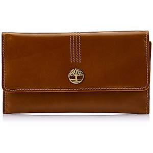 Timberland Women's Leather RFID Flap Wallet Clutch Organizer, Cognac (Buff Apache), One Size