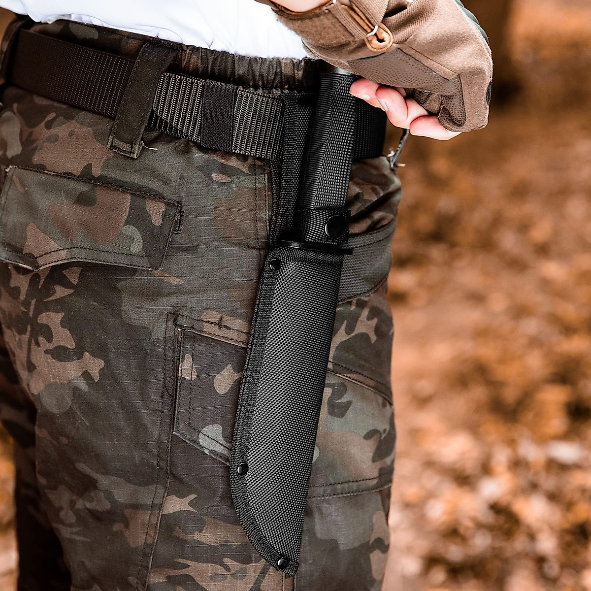 Dispatch Tactical Kukri Machete Survival Hunting Knife with Kukri Recurved Blade, Steel Head Steel Tail of Fixed Blade Knife with Sheath for Outdoor Survival, Camping, and Bushcraft