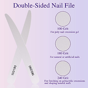 13 in 1 Nail File Set, Nail File and Buffer, Double Sided 100/180 Grit Nail Files, Mery Board, Cuticle Nippers, Cuticle Pusher, Cuticle Peeler, Cleaning Brush, Professional Manicure Tools(Purple)