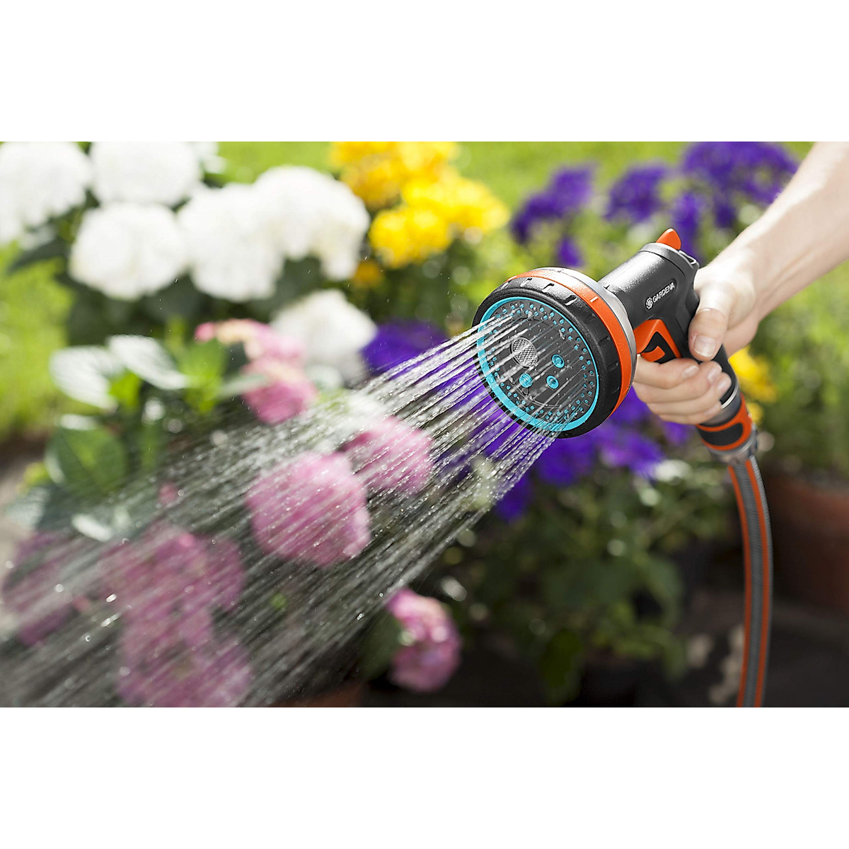 GARDENA 3817M-FP Frost Proof - Premium Metal Multi Sprayer (Five Spray Patterns) + Water Stop