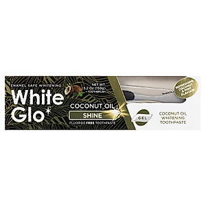 White Glo Coconut Oil Whitening Toothpaste, Refreshing Coconut & Mint Flavour, Fluoride-free Holistic Oral Care, Infused Luxurious Coconut Oil For Sparkling White Teeth and Ultimate Clean - 5.2 Ounces