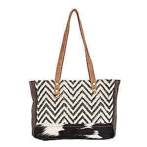 Myra Bag Blaze Upcycled Canvas & Cowhide Handbag S-1475