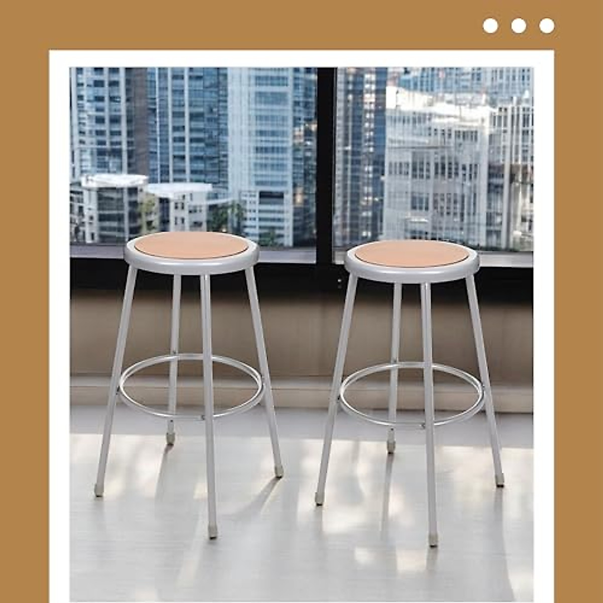 OEF Furnishings (2 Pack) Steel Stools, Grey, 30" High, No Assembly Required