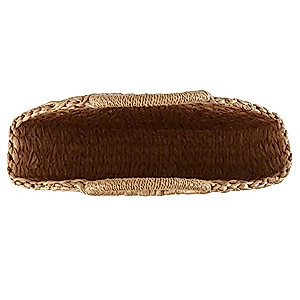 HBJE Women Handbag Rattan Wicker Straw Woven Half-round Bag Large Capacity Female Casual Travel Tote Fashion,Black white