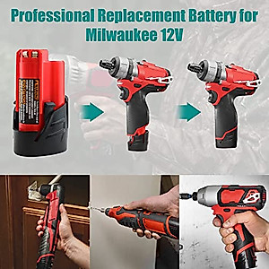 2Packs 3.0Ah 12 Volt 48-11-2430 Replacement Battery Compatible with Milwaukee 12V Battery Lithium 48-11-2430 48-11-2420 48-11-2425 48-11-2401 48-11-2402 48-11-2440 48-11-2460 Cordless Power(Orange)