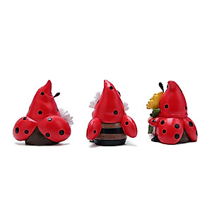 Hodao Ladybug Gnomes 3PCS Ladybug Kitchen Tiered Tray Decor Ladybird Gnomes Resin Swedish Tomte Scandinavian Figurine Spring Summer Decorations Indoor Home Decor
