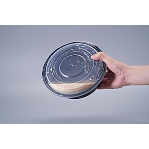 Meal Prep Round Containers -Heavy Duty Food Storage Containers w/Lids Plastic Bento Box Reusable BPA Free Lunch Boxes Disposable, Microwave Dishwasher Freezer Safe (Black - 40OZ, 50 Pack)