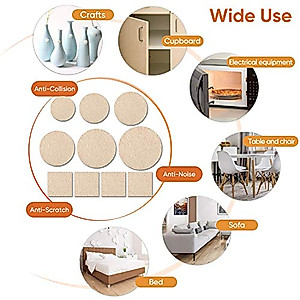 Furniture Pads 300 Pack Premium Furniture Felt Pads (Beige), Huge Quantity Self Adhesive Felt Pads, Anti Scratch Floor Protector for Furniture Legs Hardwood Floor with 60 Cabinet Door Bumpers