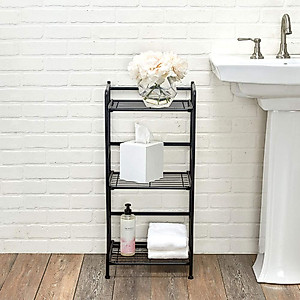 Flipshelf Folding Metal Bookcase-Small Space Solution-No Assembly-Home, Kitchen, Bathroom and Office Black, 3 Shelves, Narrow