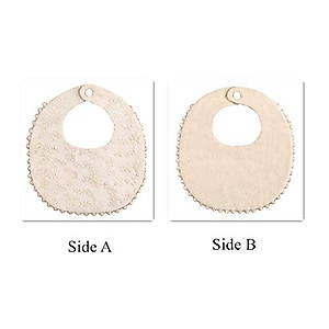 GZMM Baby Bib For Girls,Reversible Waterproof Handmade Natural Cotton Baby Drool Bib 0-12 months 2 Pack (off-white color, 0-12 months)