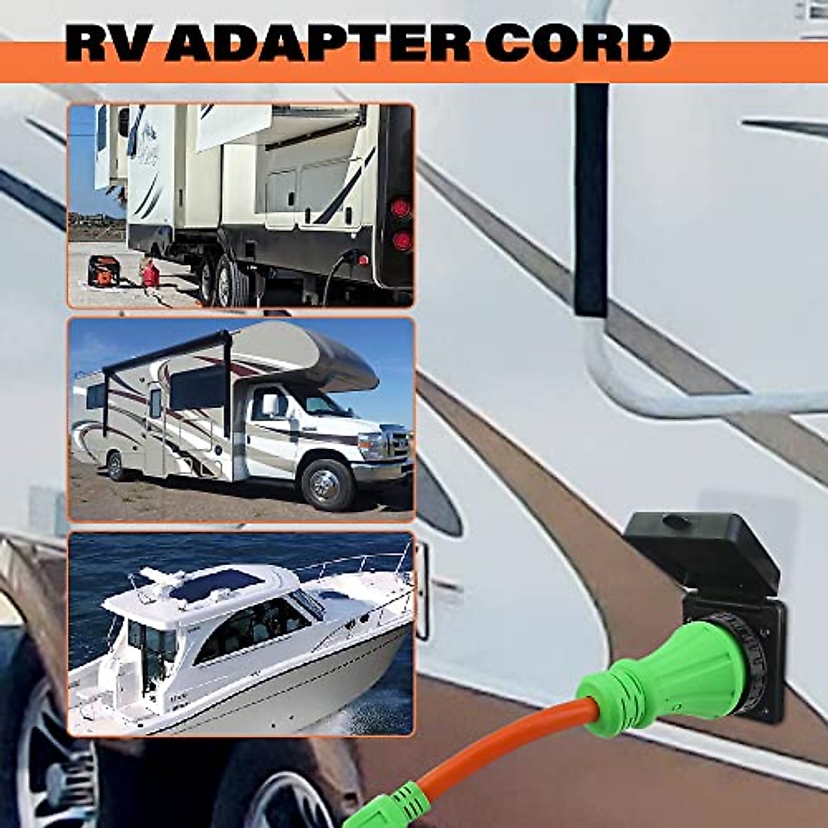 Flameweld RV Adapter Cord - NEMA 5-15P Male to SS2-50R Twist Lock Female, 50 Amp to 15 Amp 110 RV Adapter Cord with Locking Connector, 7500W STW 10/3 AWG RV Generator Cord, UL