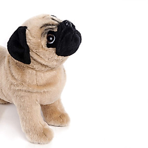 BONI 12.5 inch Brown Pug Stuffed Animal, Pug Plush Dog Stuffed Animals Gifts for Children Christmas Day Birthday