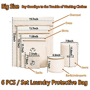 Mesh Laundry Bags for Delicates,Delicates Bag for Washing Machine,Lingerie Bags for Washing Delicates 6 Pack Wash bags for Bar, Socks, Coats, Dresses, Jeans, Shirts(White)