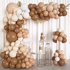 146Pcs Brown Balloons Garland Arch Kit, DIY 18"12"10" Coffee Brown Blush Nude Balloons for Neutral Woodland Teddy Bear Baby Shower Wedding Jungle Safari Birthday Party Decorations