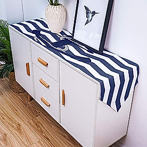 Big buy store Table Runner Nautical Anchor Cotton Line Table Covers for Dinner Kitchen Wedding Indoor and Outdoor Parties Chevron Zig Zag Pattern,Navy/White Table Setting Decor -13 x 70 inch