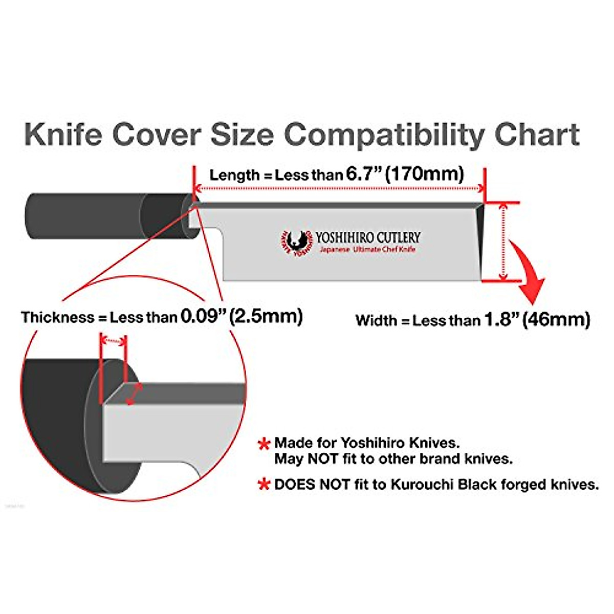 Yoshihiro Natural Magnolia Wood Saya Cover Blade Protector for Nakiri (165mm) 6.5in