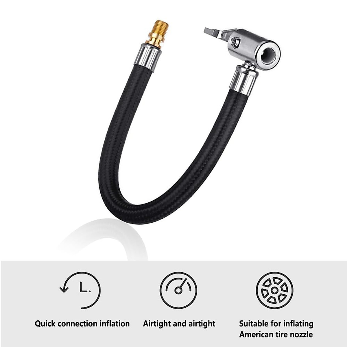 OFBAND Locking Tire Inflator Chuck Extension Adapter,Air Chuck Quick Connect and 20cm/7.8" Tire Inflator Hose for All Standard US Tire Inflator Pump Hose Adapter