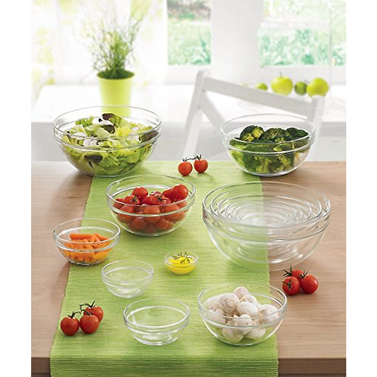 Luminarc Stackable Bowl 10-Piece Set, Glass, 1, Clear