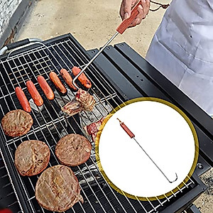 DOITOOL Food Flipper Turning Hook Stainless Steel BBQ Meat Turner Hook Food Flipper Meat Hook for Grilling, Flipping and Turning Vegetables and Meats, BBQ Grill and Smoker Accessories