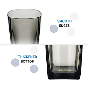 ALIMOTA 20-Ounce Reusable Drinking Glasses, Clear Shatterproof Plastic Tumblers with Cleaning Brush, Shatterproof Acrylic Glasses Drinkware, BPA Free, Set of 8 (20 Oz, Gray)