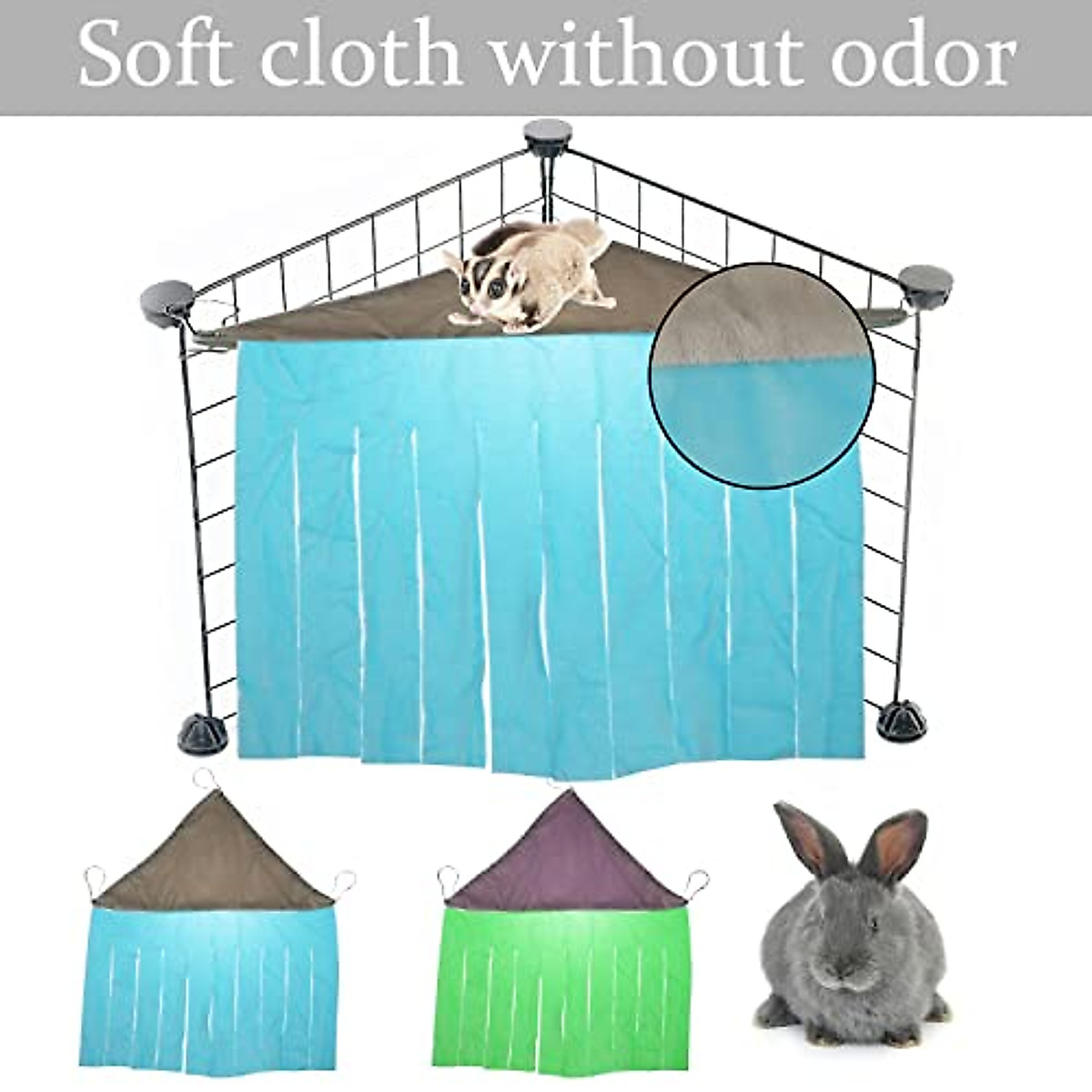 Nuatpetin Guinea Pig Hideout, 2PCS Corner Hideaway Fleece Forest, Removable Small Animal Hamster Rabbit Bunny Corner Hideout for Guinea Pigs, Hanging Hamster Cage Accessories Ferret Corner House Hide