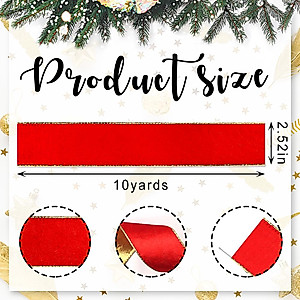 Burgundy Red Velvet Ribbons for Crafting, Valentines Wired Edge Ribbons Birthday Anniversary Ribbon Bows Wedding Craft Ribbons for Gift Wrapping Decorations Supplies