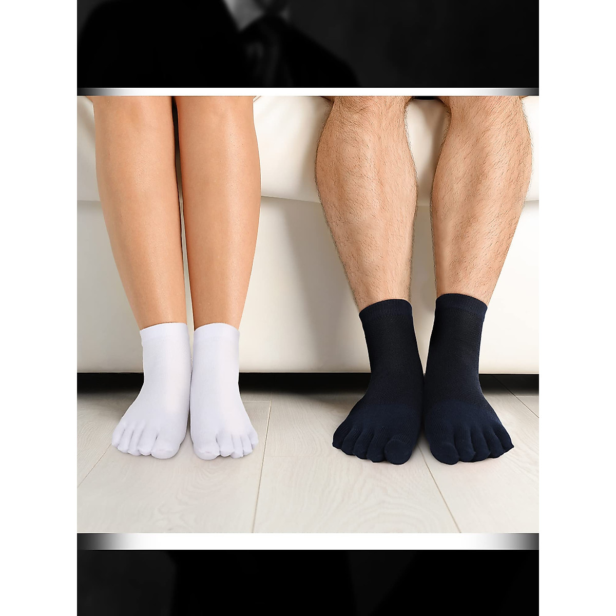 Bencailor 6 Pairs Women Five Toe Socks Cotton Breathable Compression Solid Color Tube Sock for Women Men Athletic Running(5-9,Black, White, Dark Gray, Light Gray, Coffee, Navy)