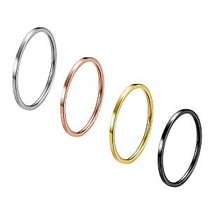 3pcs 1mm Stainless Steel Plain Band Knuckle Stacking Midi Rings for Women Comfort Fit