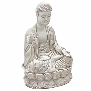 Bellaa 23279 Meditating Buddha Statue 12" inch Lotus Mudra Sitting Buda Altar Sculptures Japanese Zen Garden Decor Figurines