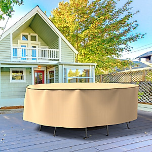 Budge Sedona Oval Patio Table & Chairs Combo Cover, Tan, Extra Large