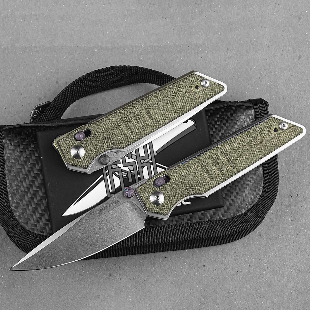 Real Steel Sacra Slide Lock Folding Pocket Knife - Bohler K110 Blade, Micarta Handle - Camping, Hiking, EDC - Men and Women - Satin/Green"