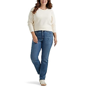 Lee Women's Plus Size Ultra Lux Comfort with Flex Motion Straight Leg Jean Juniper 18W Medium