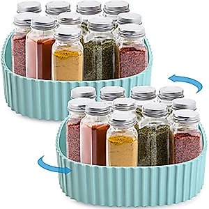 Peohud 2 Pack Lazy Susan Turntable, 9 Inch Cabinet Organizer, Rotating Storage Container for Kitchen, Cabinets, Pantry, Spinning Organizer Rotating Spice Rack Holder for Condiments, Cosmetic