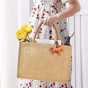 Ndeno Burlap Jute Tote Bags Reusable Cotton Shopping Grocery Bag with Handles, Laminated Interior, bridesmaid tote bags (1pcs, 15.4 x11.8 x5.9 inch)