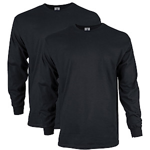 Gildan Men's Ultra Cotton Long Sleeve T-Shirt, Style G2400, Multipack, Black (2-Pack), 2X-Large