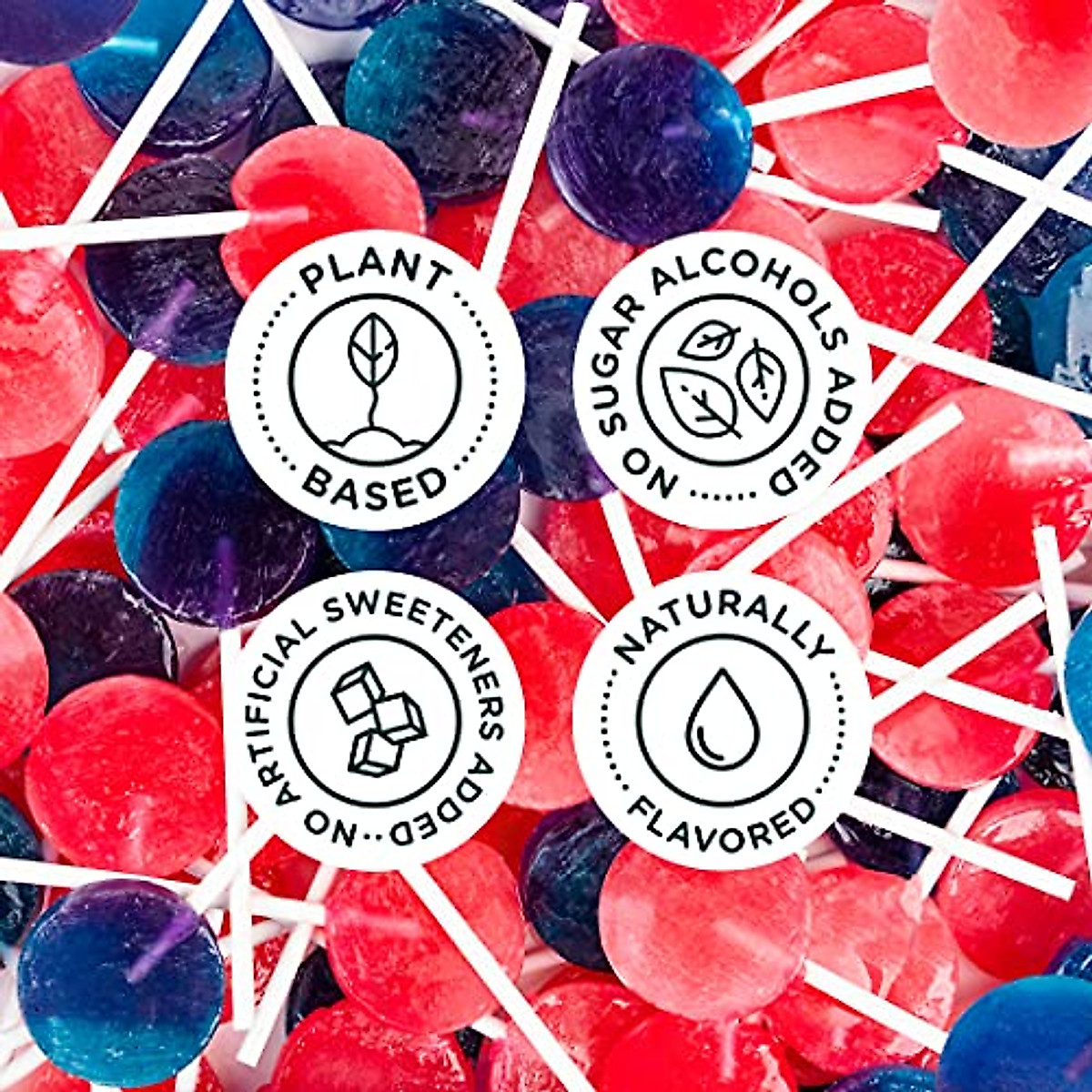 SmartSweets Lollipops, Blue Raspberry & Watermelon Flavors, Hard Candy with Low Sugar (1g), Low Calorie (40), No Artificial Sweeteners, Plant-Based, Gluten-Free, 3oz (Packaging May Vary)