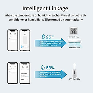 eMylo 3 in 1 Smart Hub WiFi IR Remote Control with Digital Hygrometer Indoor Thermometer Humidity Meter, Wireless Scene Touch Switch, Compatible with Alexa and Google Home, for TV Air Conditioner