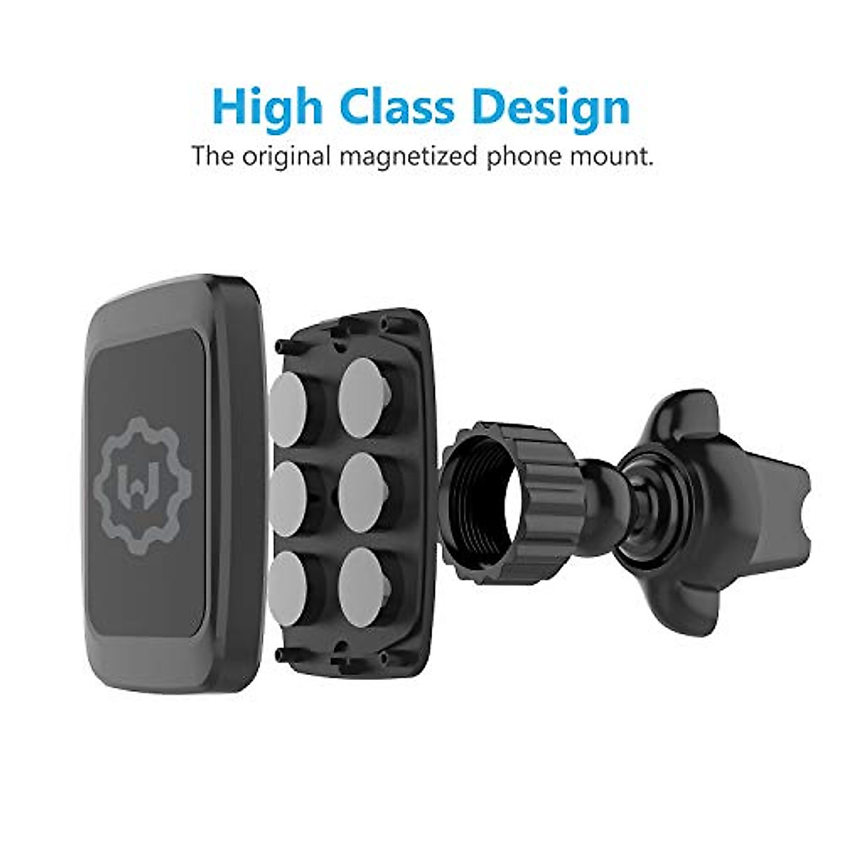 WixGear Magnetic Phone Car Mount, Universal Twist-Lock Air Vent Magnetic Car Phone Mount Holder, Phone Holder for Car Compatible with Cell Phones with Swift-Snap