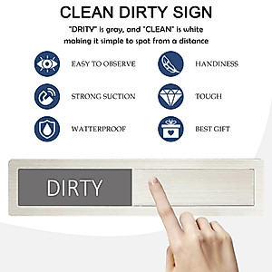 Clean Dirty Sign,Clean Dirty Stainless Steel Dishwasher Magnet Sign,Dish Wash Silder Sign Magnet for Kitchen,Kitchen Dishwasher Magnets Sign, No-Scratch Strong Magnets, Dirty Clean Dishwasher Magnet with 3 Double-Sided Stickers